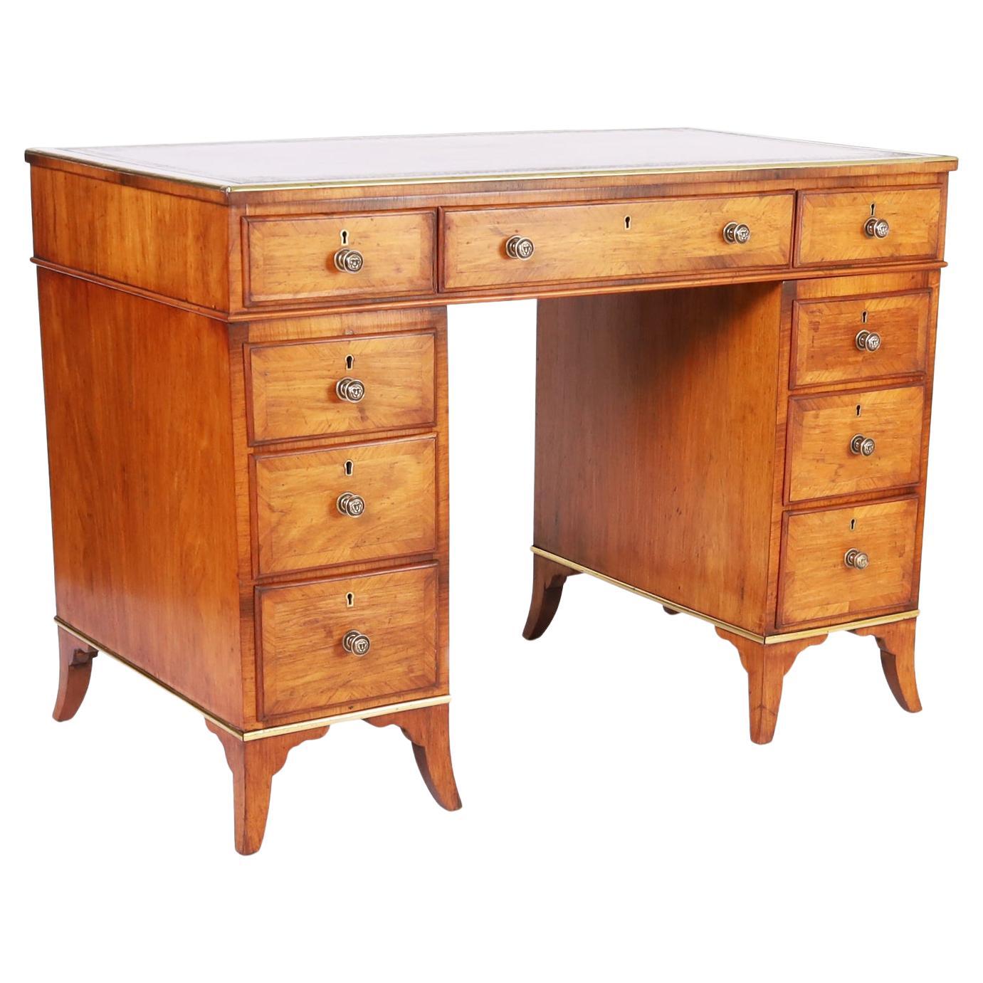 Antique French Satinwood Leather Top Desk at 1stDibs