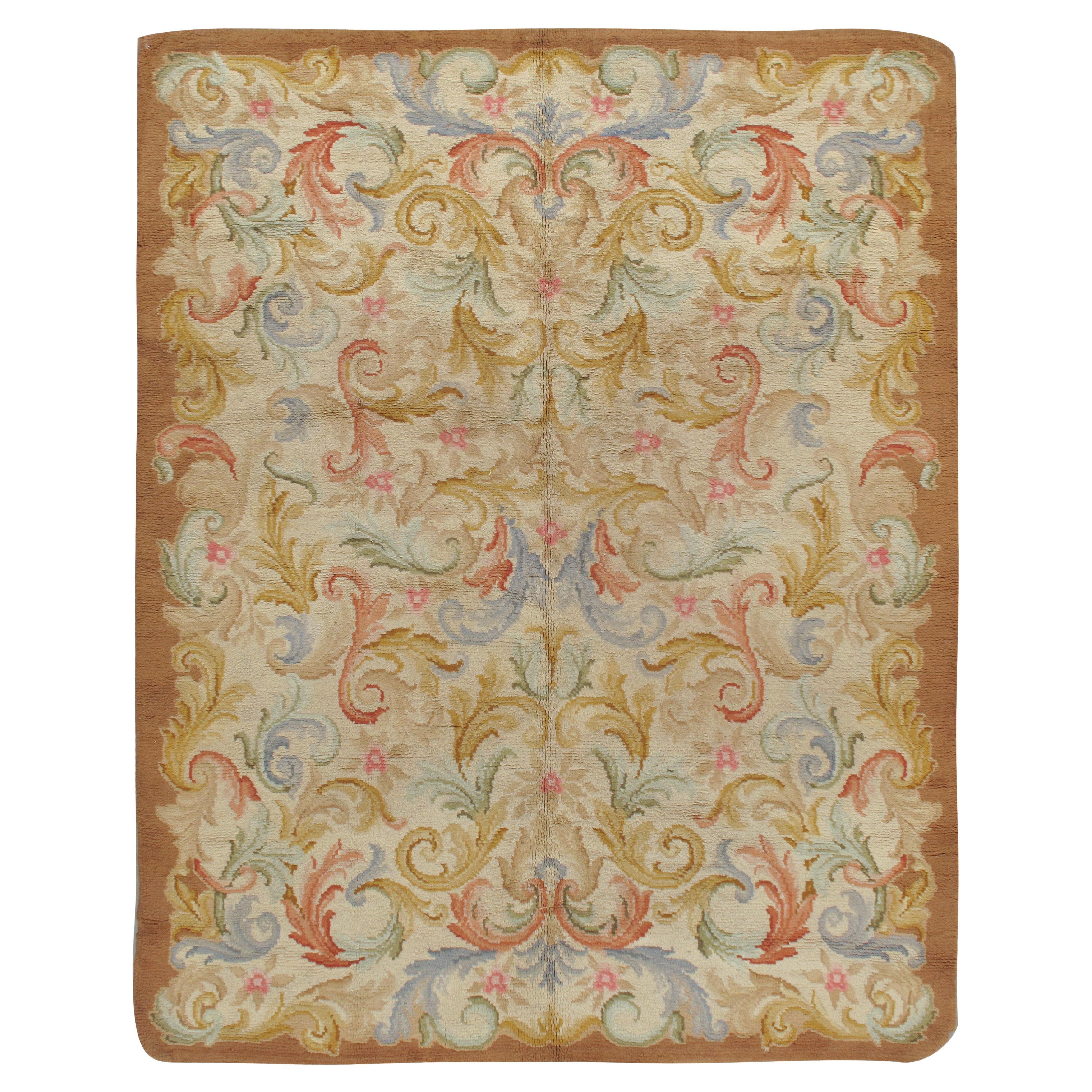 Antique Persian Haji Jalili Square Rug with Black and Brown Floral ...