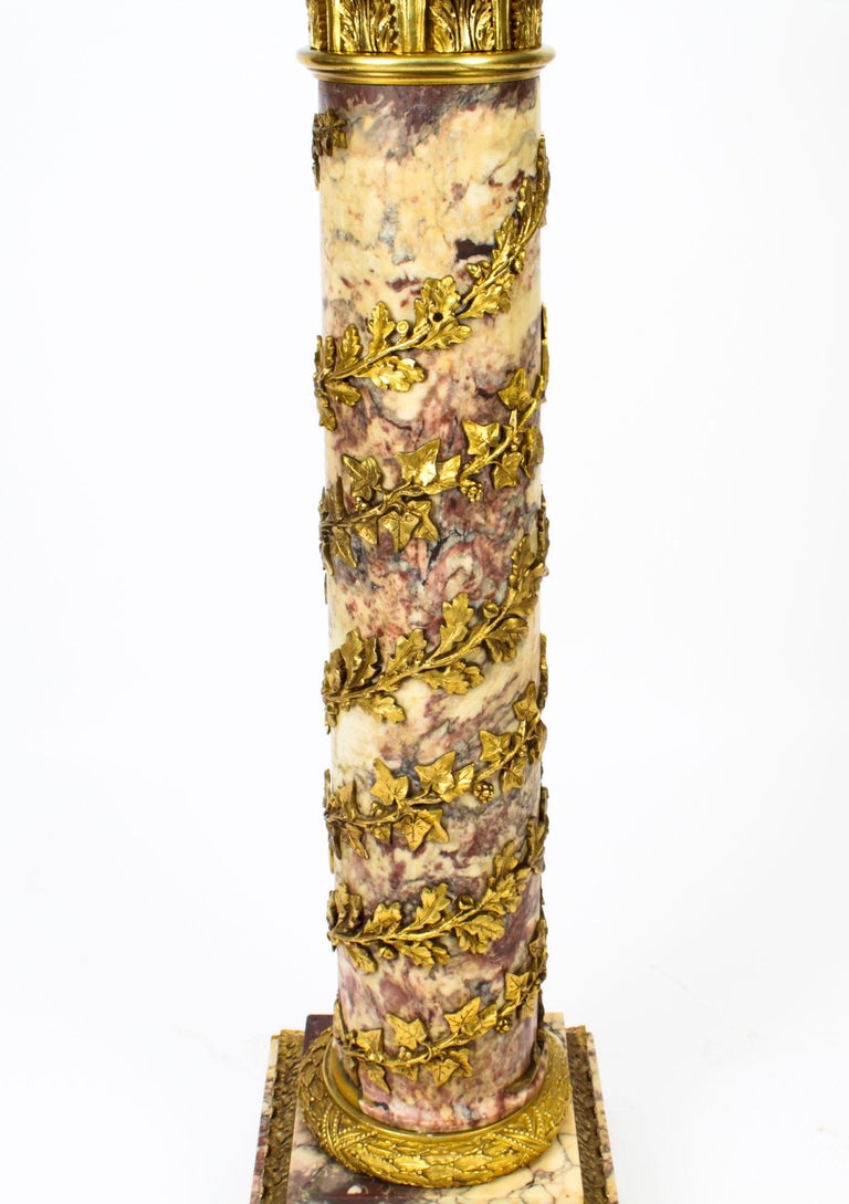 Antique French Serpentine Marmo Viola Ormolu Marble Pedestal, 19th ...