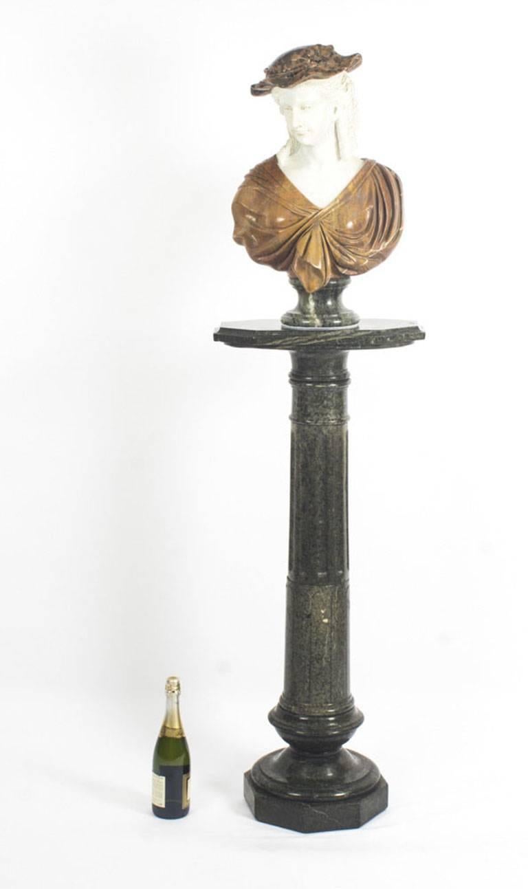Antique French Serpentine Verde Antico Marble Pedestal, 19th Century at ...