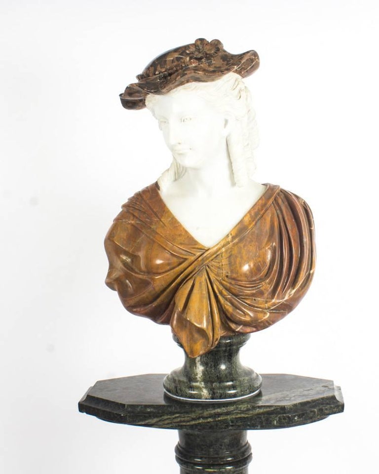 Antique French Serpentine Verde Antico Marble Pedestal, 19th Century at ...