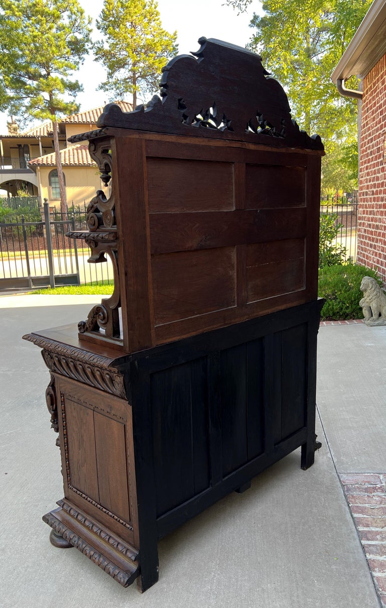 Antique French Server Buffet Sideboard Cabinet Oak Renaissance Dogs ...