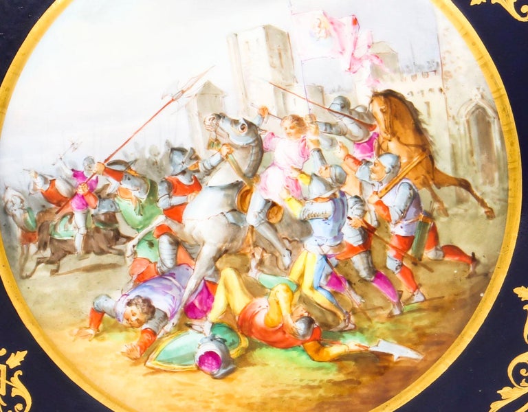 Antique French Sevres Cabinet Plate Medieval Battle Scene, 19th Century ...