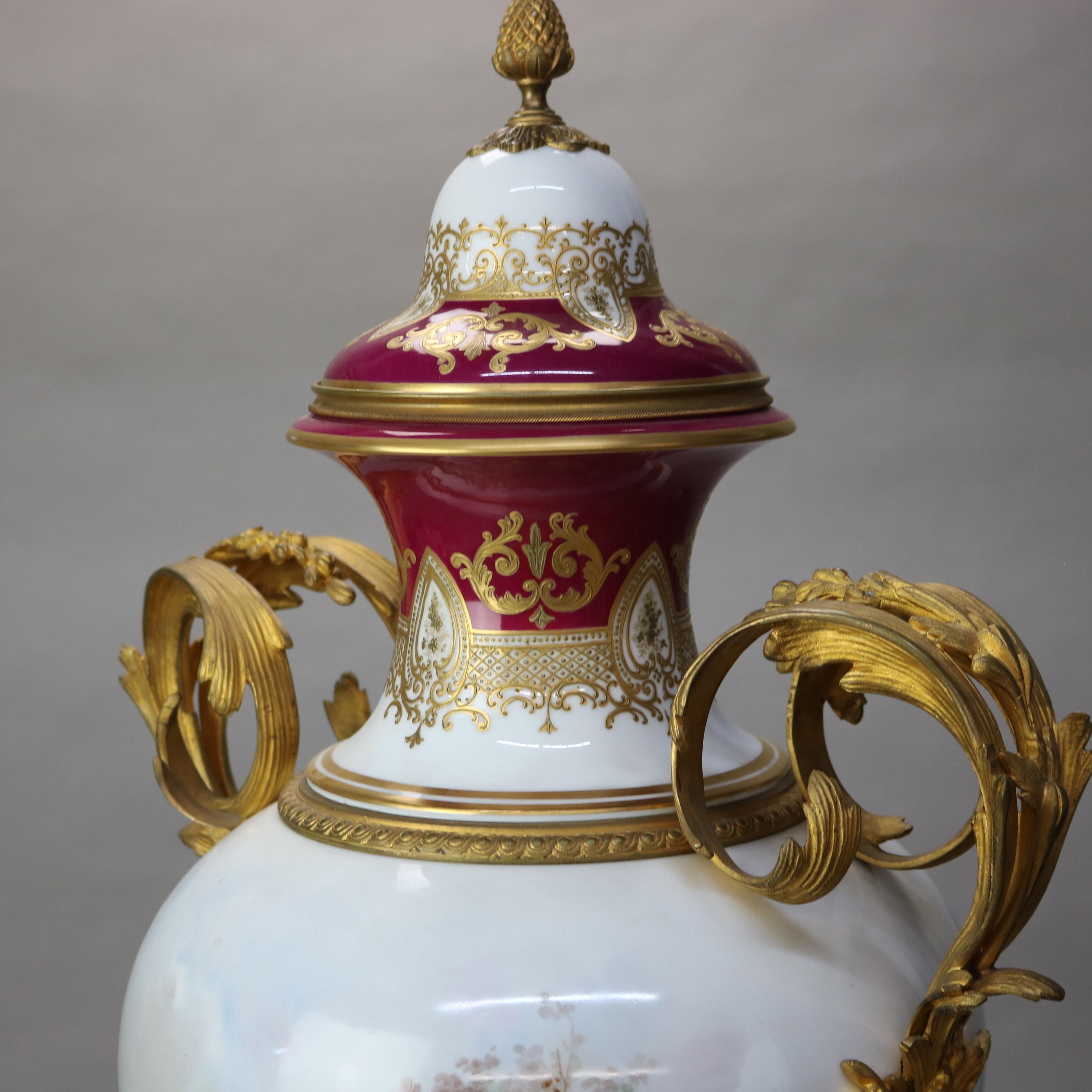 Antique French Sevres Louis XIV Style Porcelain and Ormolu Lidded Floor ...