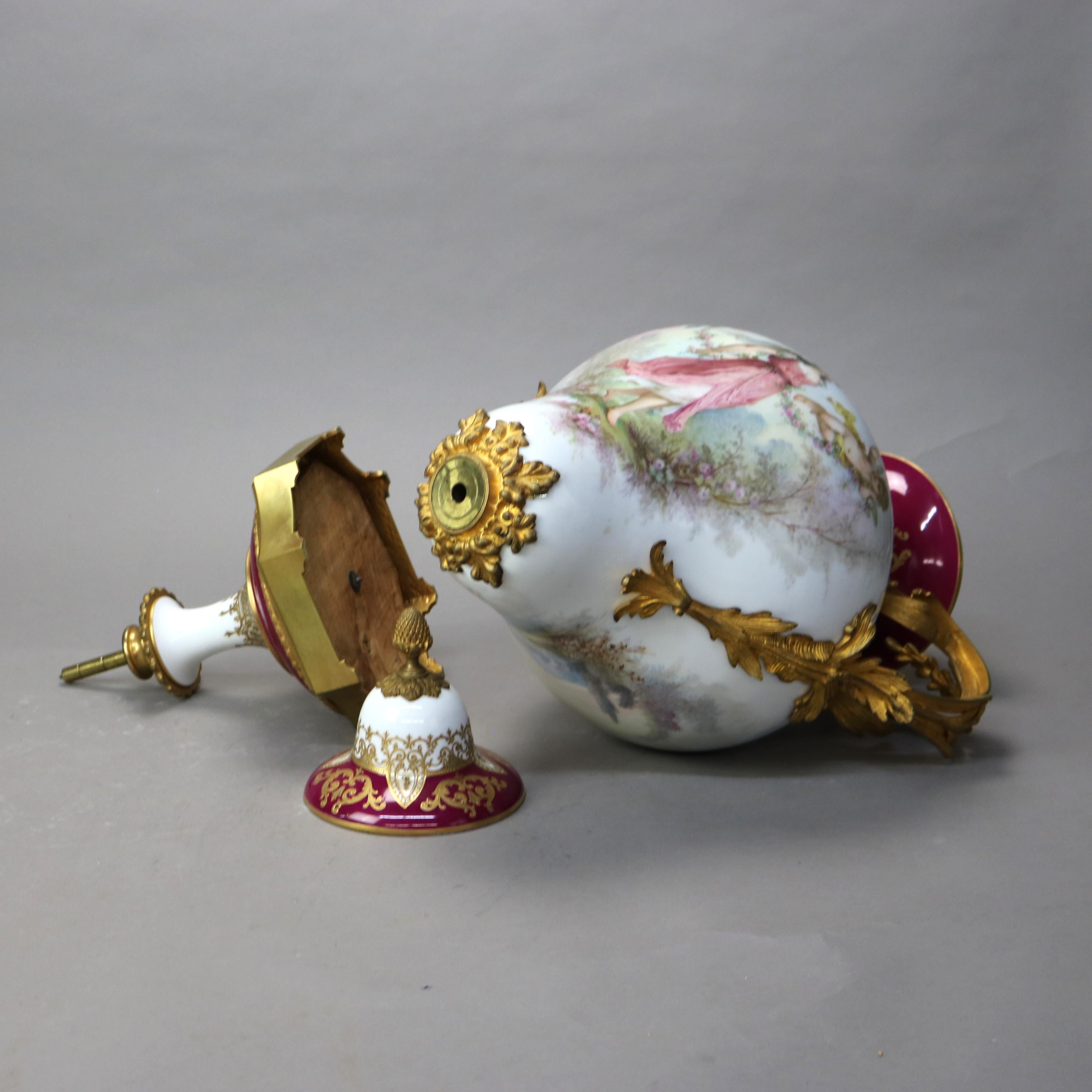 Antique French Sevres Louis XIV Style Porcelain and Ormolu Lidded Floor ...