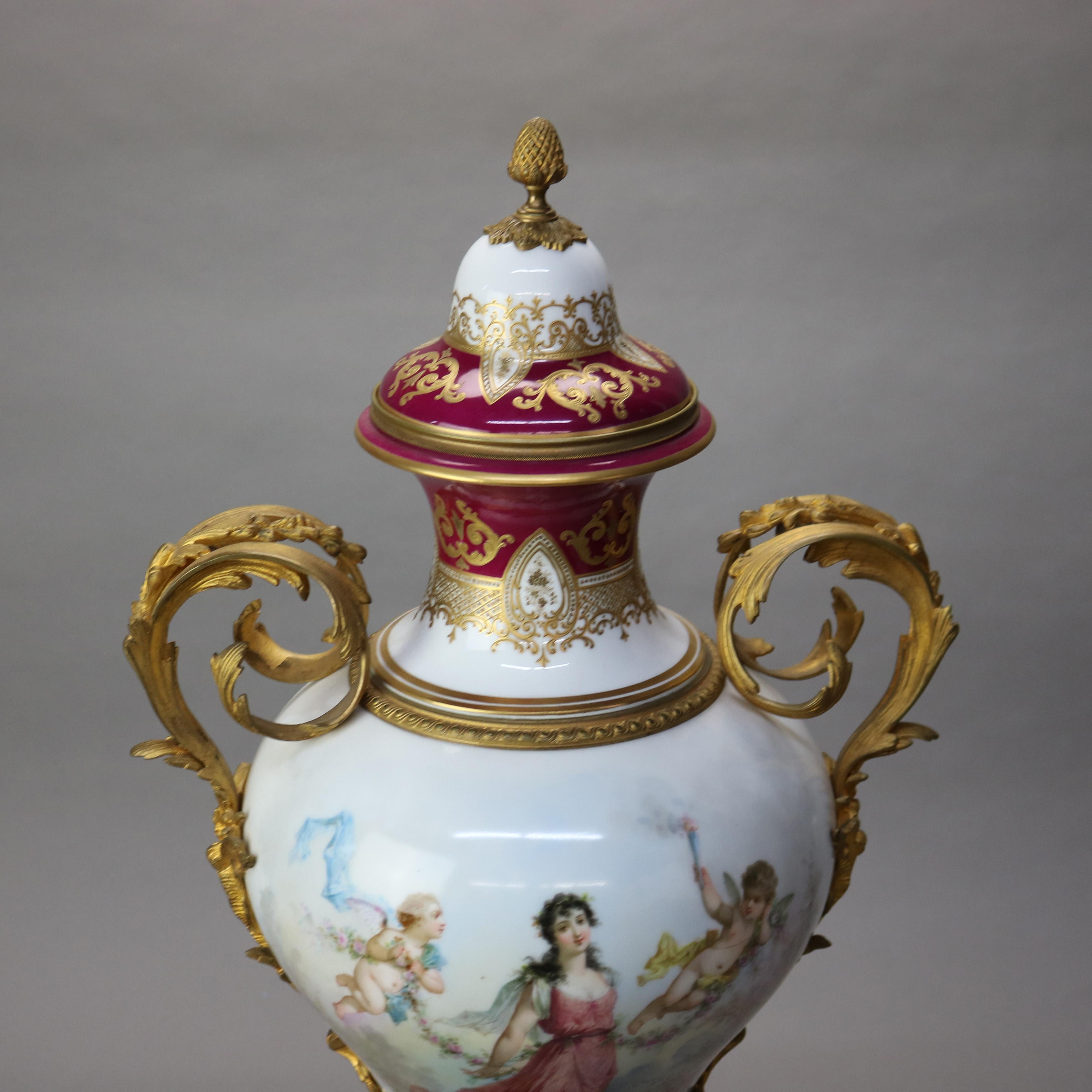 Antique French Sevres Louis XIV Style Porcelain and Ormolu Lidded Floor ...