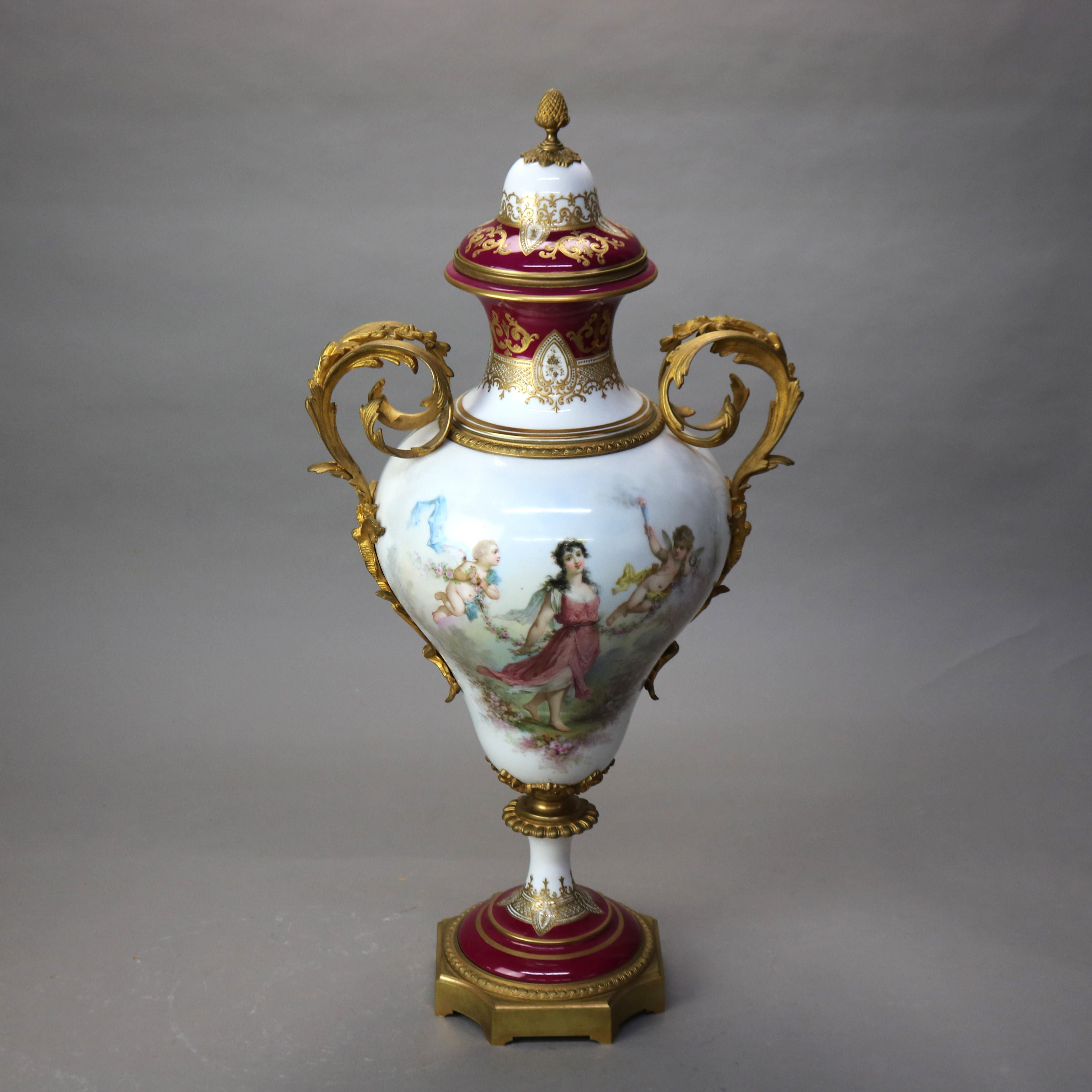 Antique French Sevres Louis XIV Style Porcelain and Ormolu Lidded Floor ...
