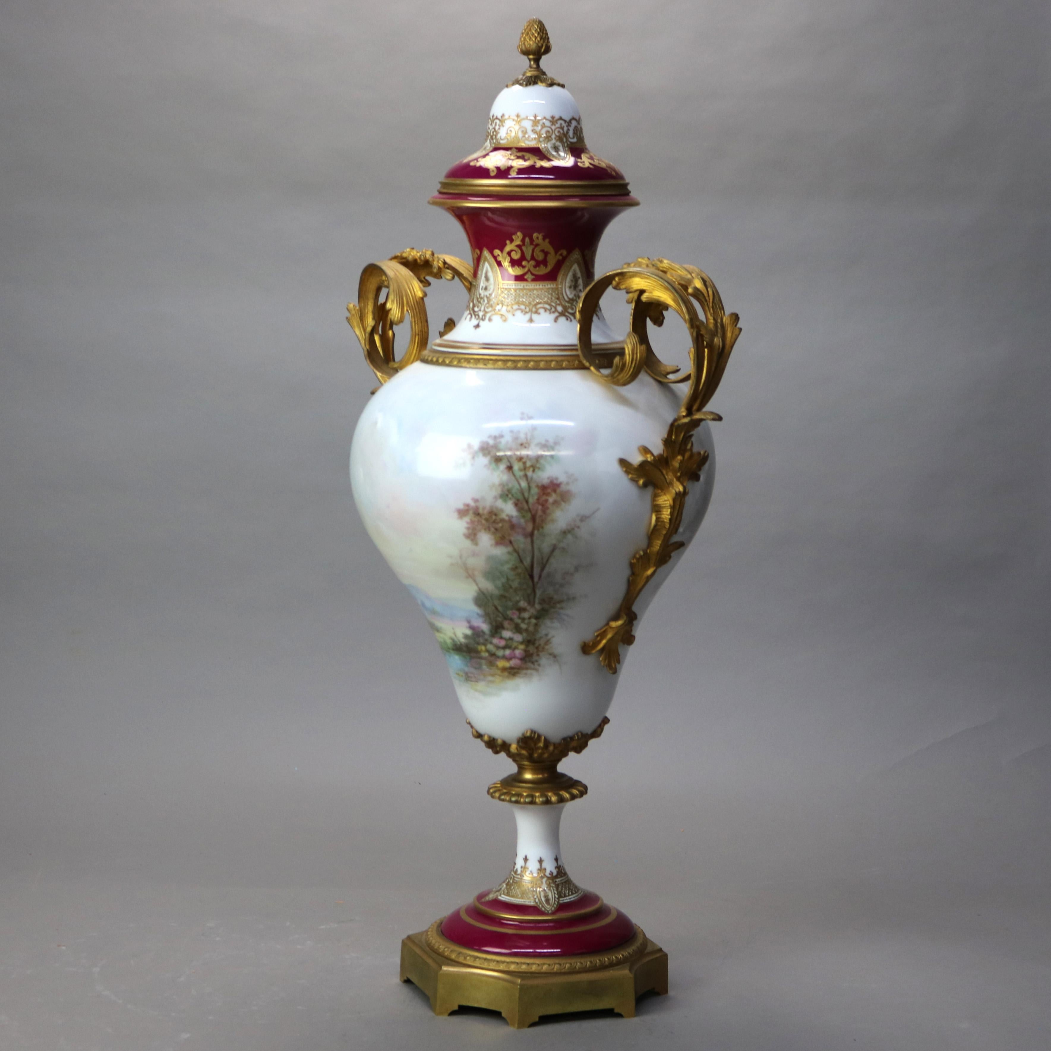 Antique French Sevres Louis XIV Style Porcelain and Ormolu Lidded Floor ...