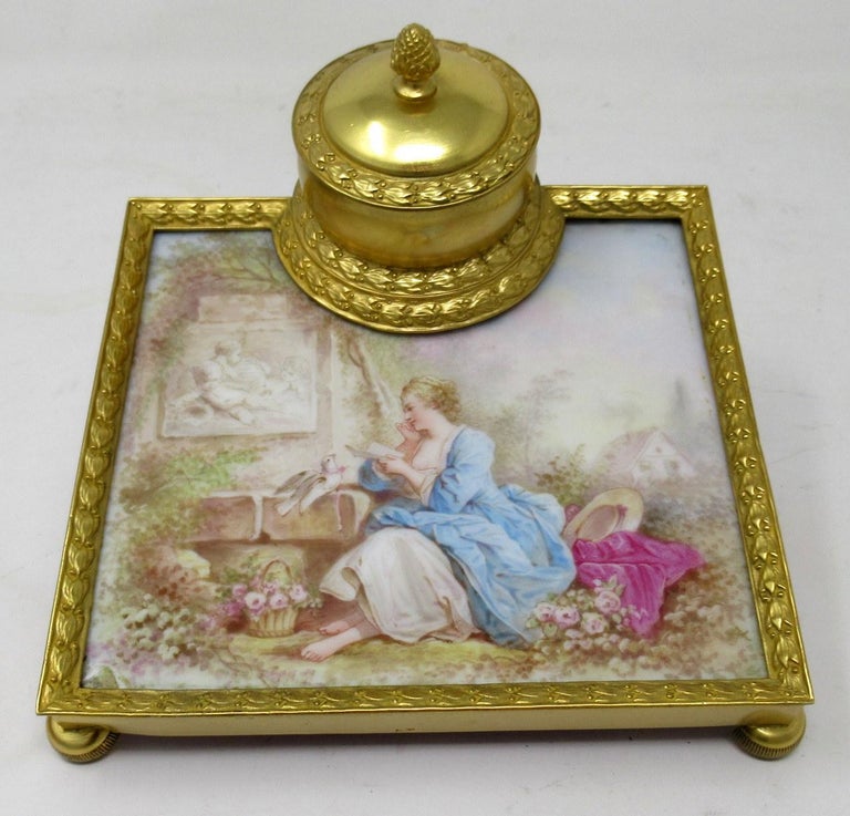 Antique French Sevres Ormolu Gilt Bronze Dore Letters Holder Inkwell ...