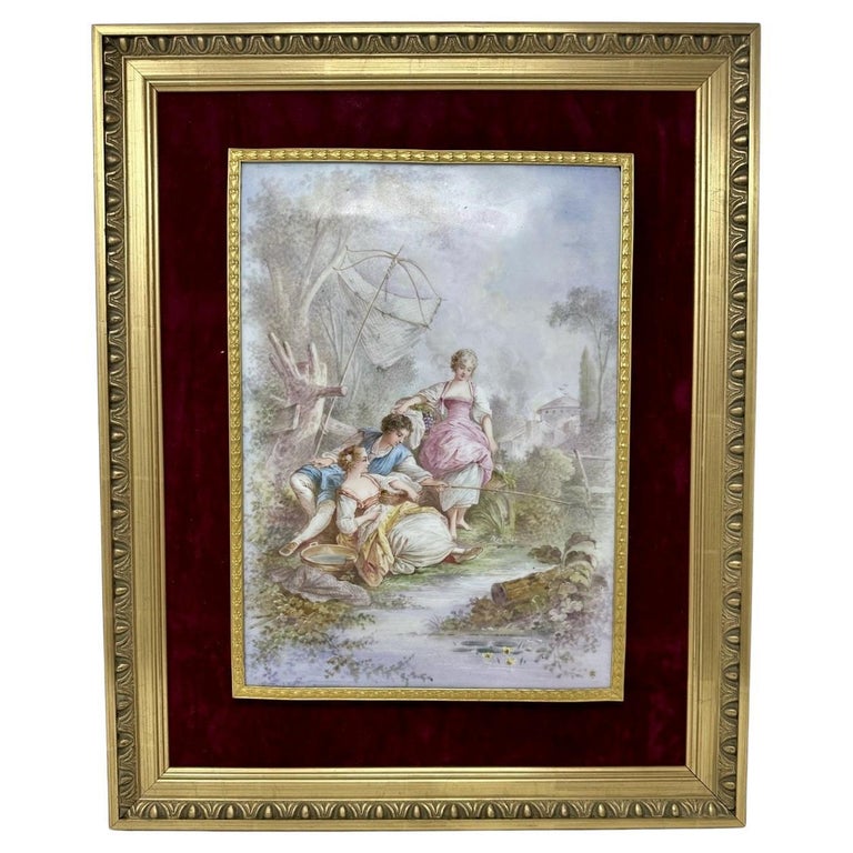 Antique French Sevres Ormolu Gilt Bronze Framed Plaque Hand Painted ...