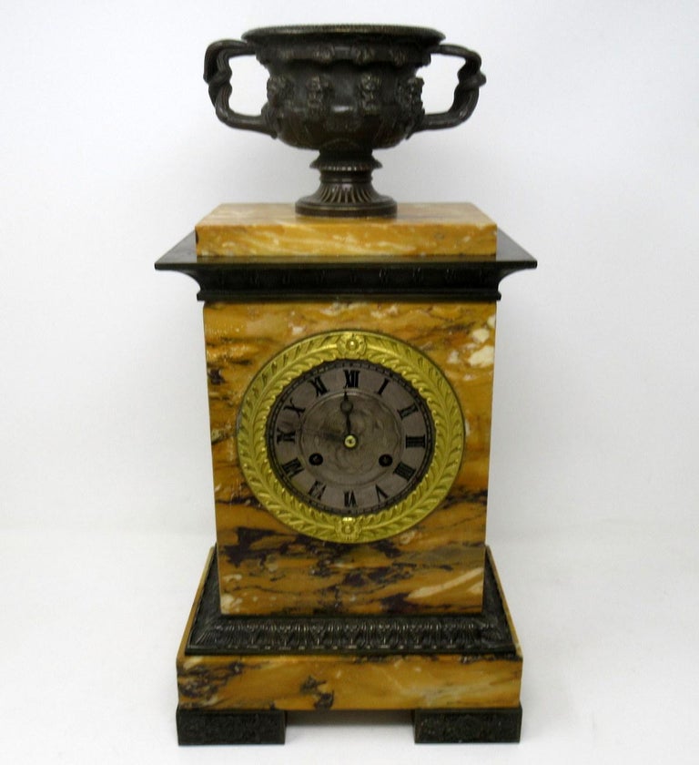 Antique French Sienna Marble Clock Silk Suspension Warwick Urn by ...