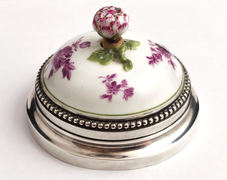 Antique French silver and Ceramic door bell push, Bell ringer For Sale ...