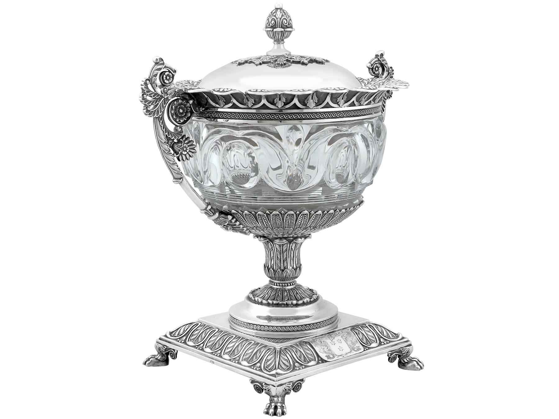 Antique French Silver and Cut Glass Caviar / Serving Dish For Sale at ...