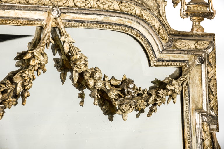 Antique French Silver and Gold Leaf Louis Seize Mirror with Floral ...