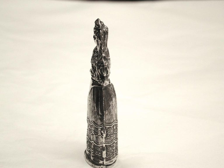 French Silver Bodkin Case in the Shape of a Crinoline Lady, circa 1880 ...