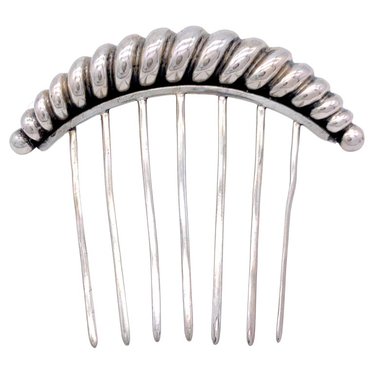 Antique French Silver Hair Comb For Sale at 1stDibs