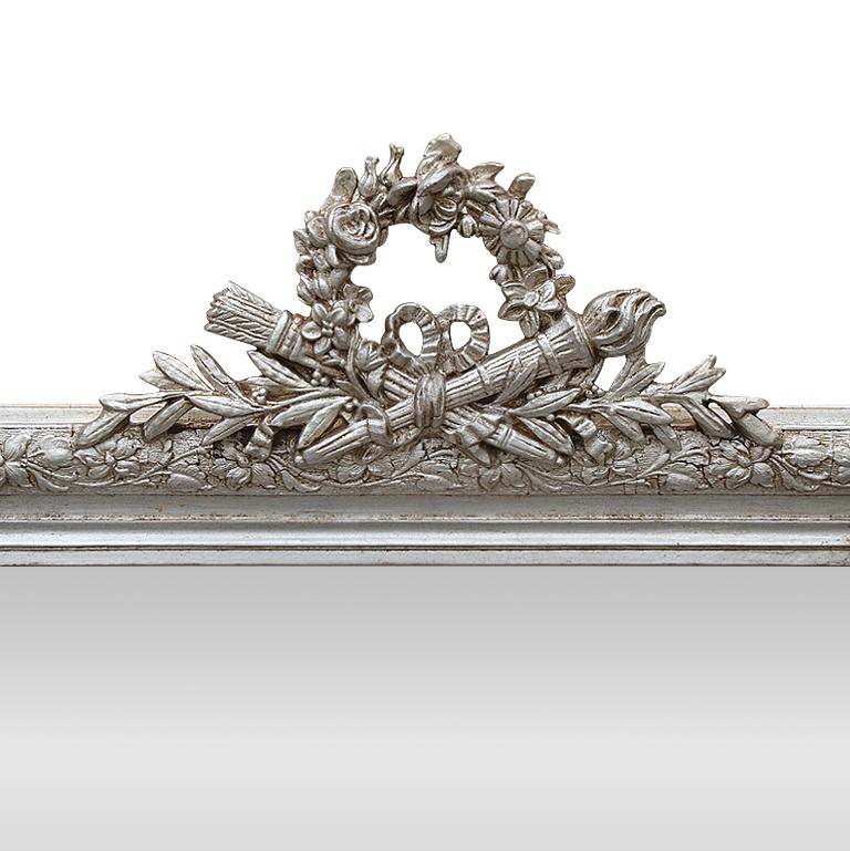 Antique French Silver Mirror with Pediment, circa 1900 at 1stDibs ...
