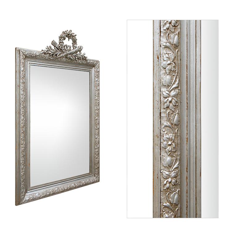 Antique French Silver Mirror with Pediment, circa 1900 at 1stDibs ...
