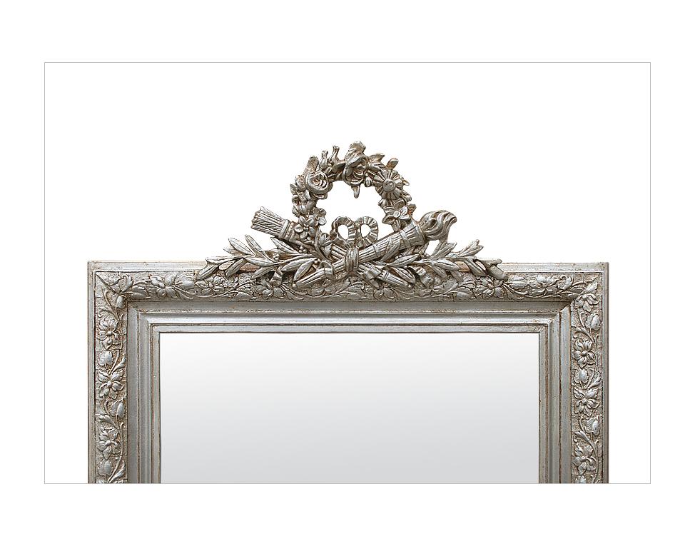 Antique French Silver Mirror with Pediment, circa 1900 at 1stDibs ...