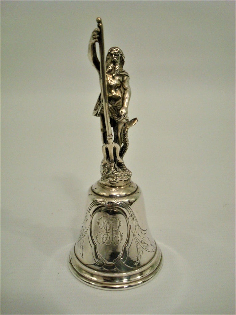 Antike französische Neptun-Tischglocke aus Silber, um 1880 im Angebot ...