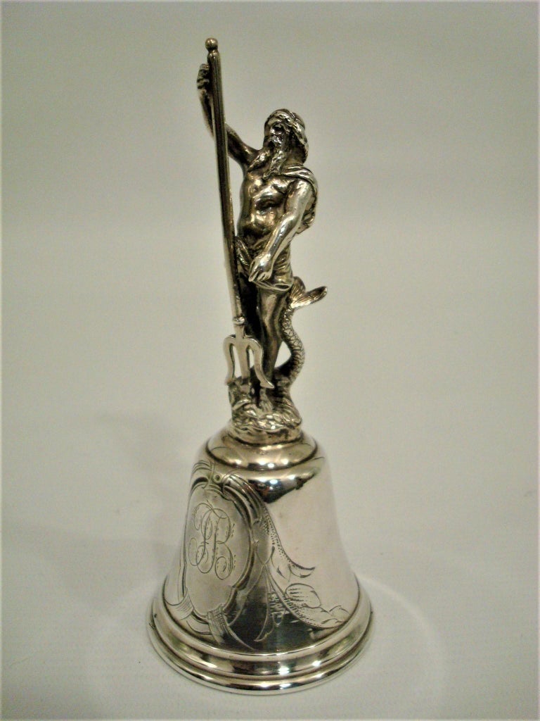 Antique French Silver Neptune Table Bell, circa 1880 For Sale at 1stDibs