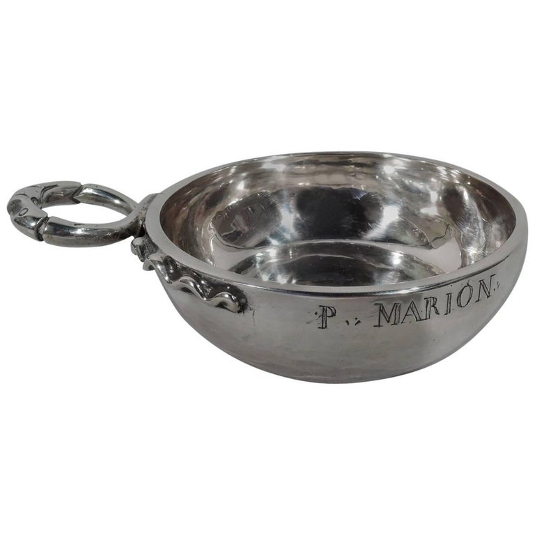 Antique French Silver Tastevin with Snake Handle For Sale at 1stDibs