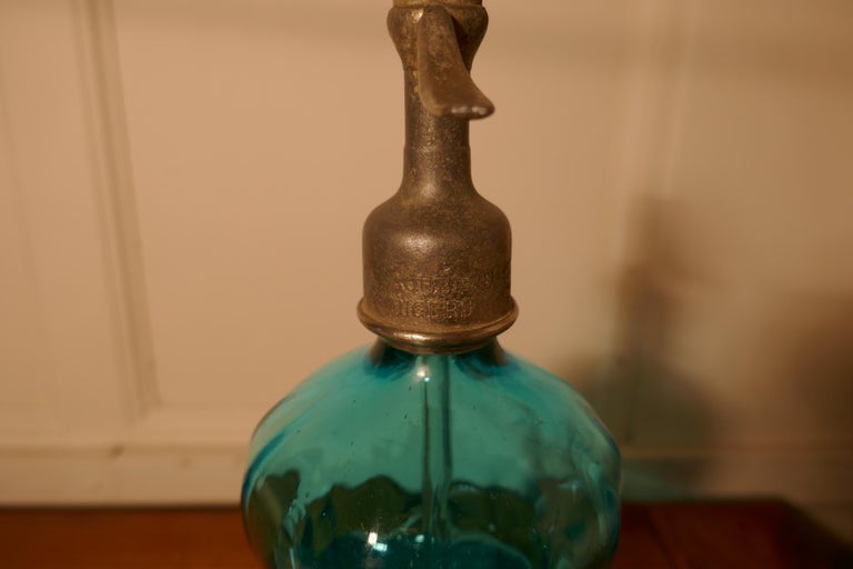 Antique French Soda Syphon Blue Glass from Angers, Loire at 1stDibs