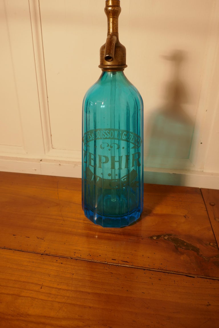 Antique French Soda Syphon Blue Glass from Zephir, Niece at 1stDibs ...
