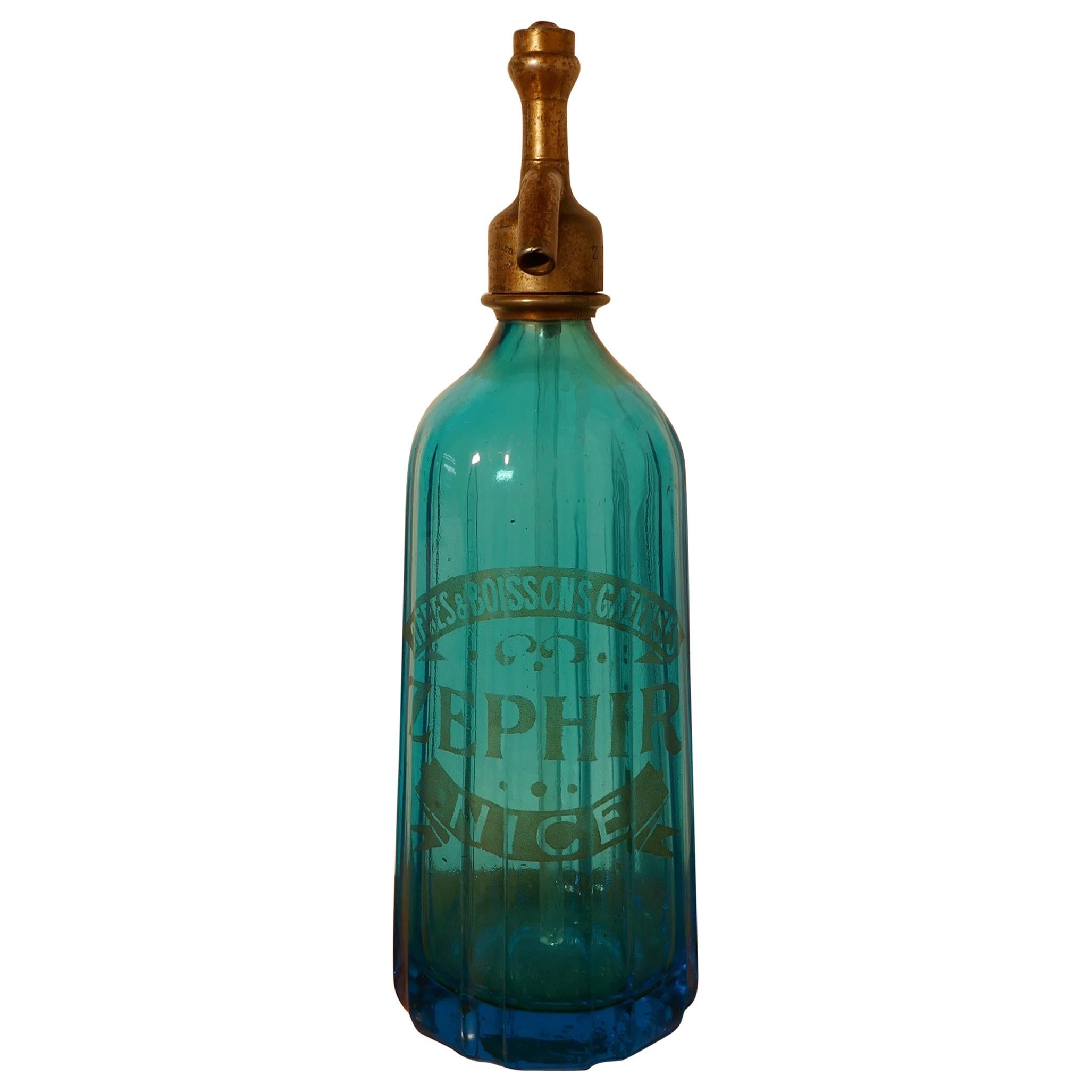 Antique French Soda Syphon Blue Glass from Zephir, Niece at 1stDibs ...