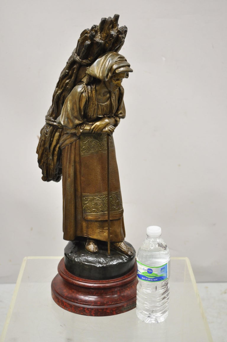 Antique French Spelter Sculpture Statue of Woman Carrying Bundle of ...