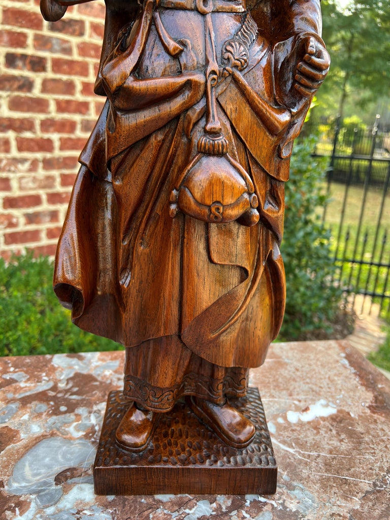 Antique French Statue Figure Saint Lady Sculpture Book Bible Carved Oak ...