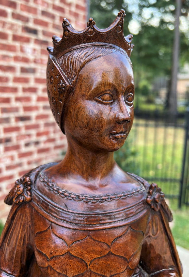 Antique French Statue Figure Sculpture Queen Lady with Crown Medieval ...