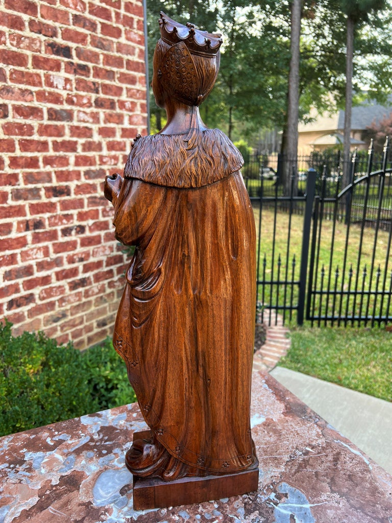 Antique French Statue Figure Sculpture Queen Lady with Crown Medieval ...