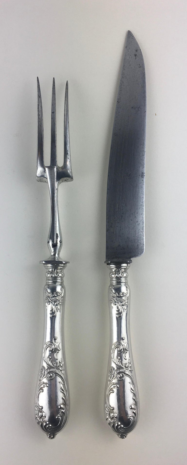Antique French Silver Carving Set 2 Pieces Art Nouveau at 1stDibs