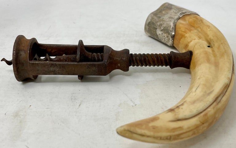Antique French Sterling Silver Mounted Boar's Tusk Corkscrew, Circa ...
