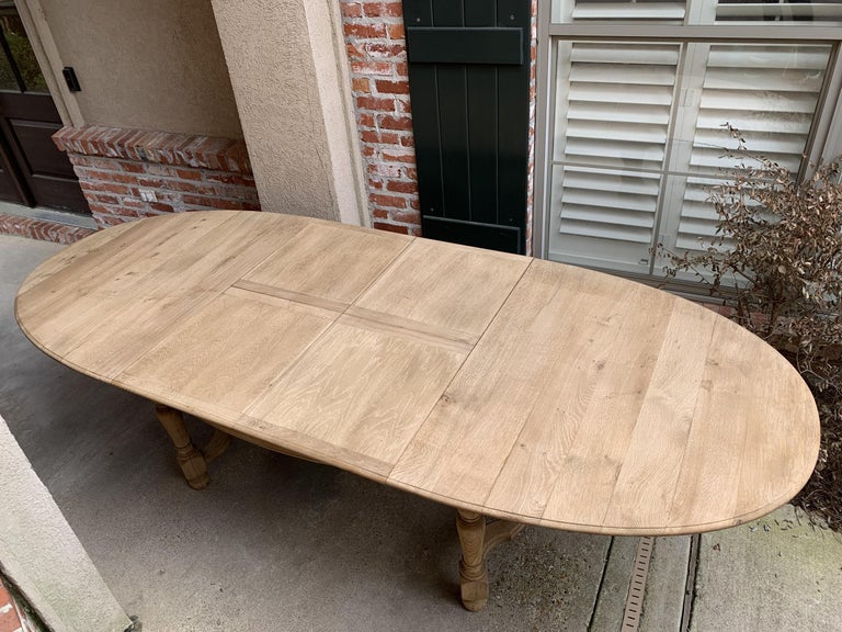Antique French Stripped Oak Oval Dining Table Farmhouse Draw Leaf ...