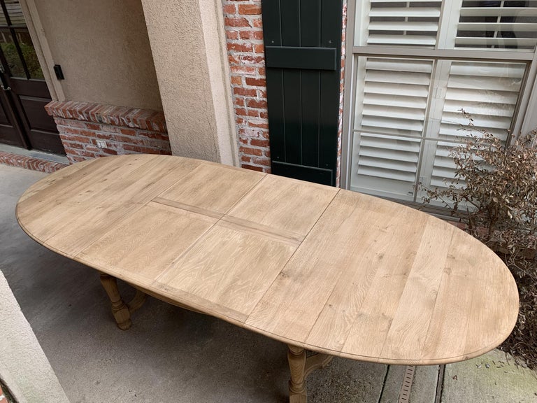 Antique French Stripped Oak Oval Dining Table Farmhouse Draw Leaf ...