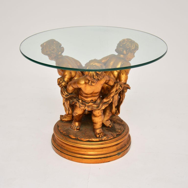 Antique French Style Gilt Wood Cherub Coffee Table at 1stDibs