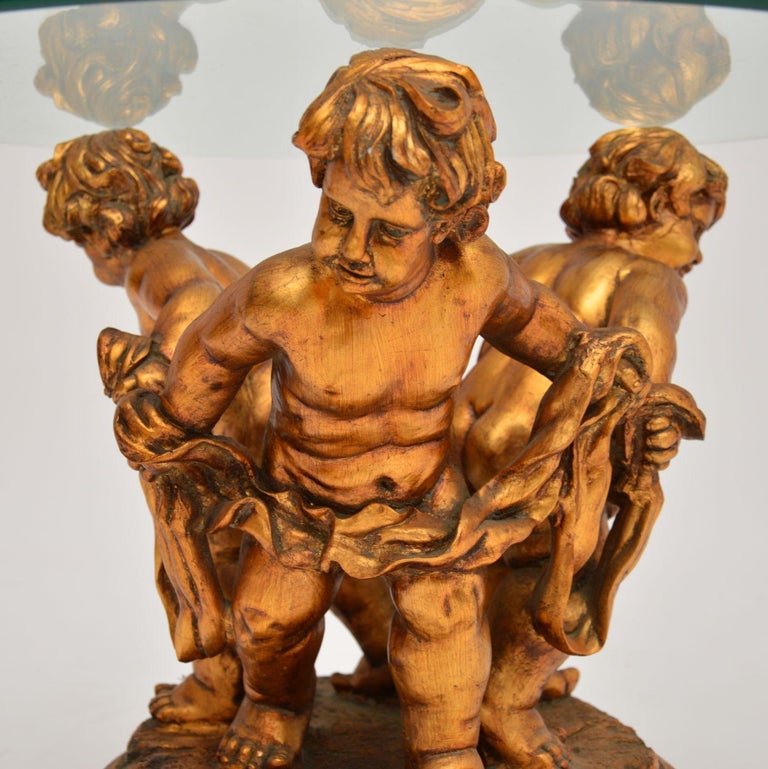 Antique French Style Gilt Wood Cherub Coffee Table at 1stDibs