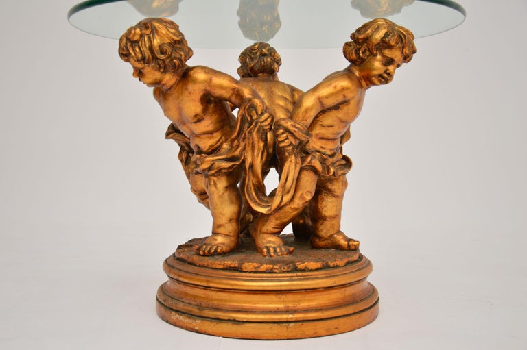 Antique French Style Gilt Wood Cherub Coffee Table at 1stDibs