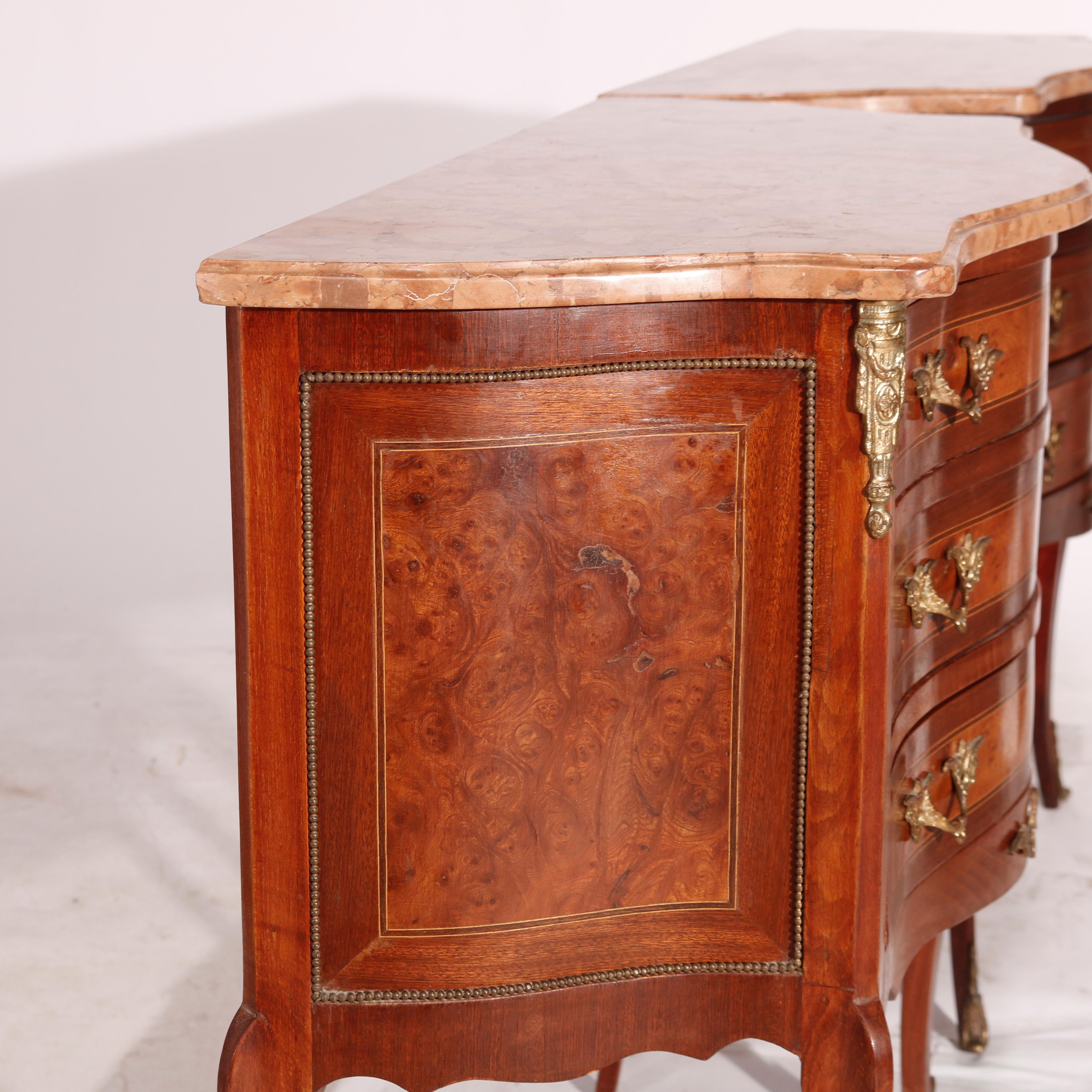 Antique French Style Louis XIV Style Kingwood Satinwood and Marble ...