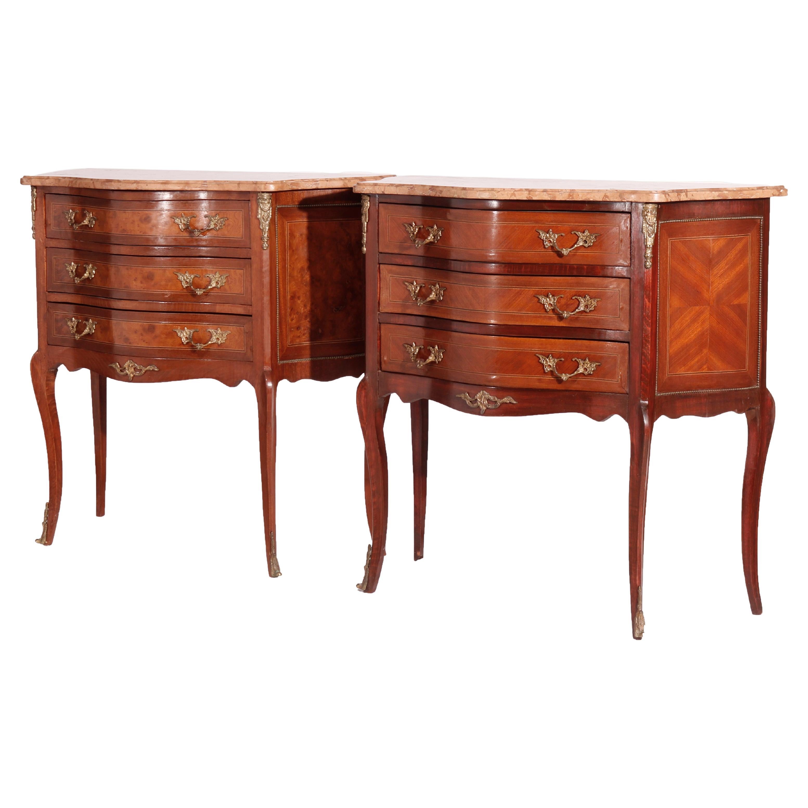 Antique French Style Louis XIV Style Kingwood Satinwood and Marble ...