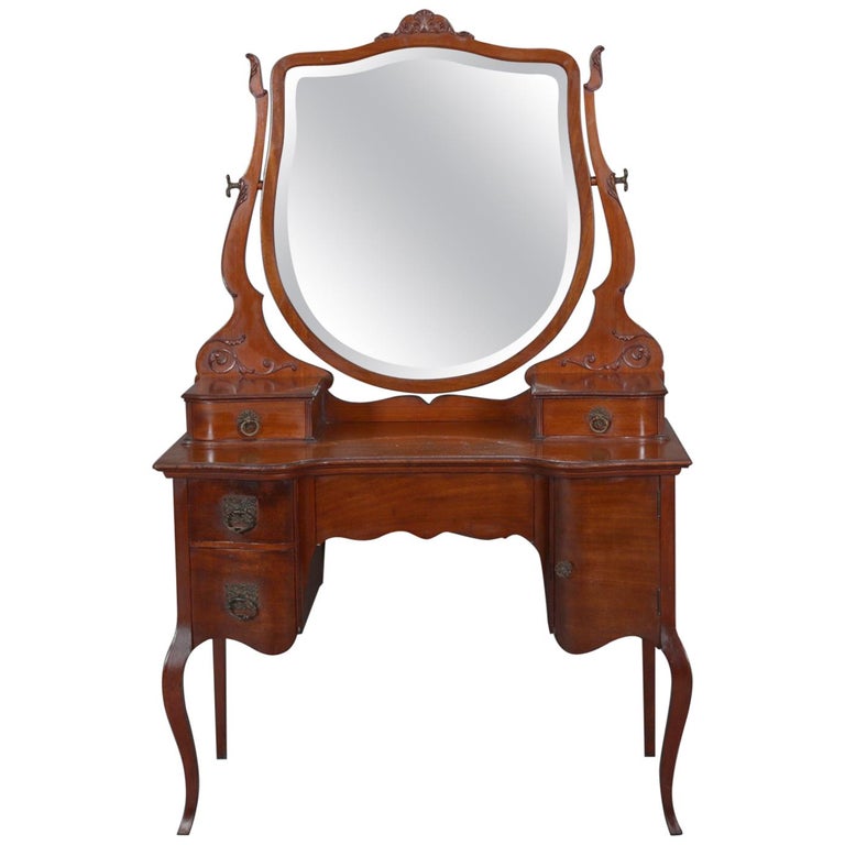 Antique French Style Mahogany and Bronze Mirrored Dressing Table, circa ...