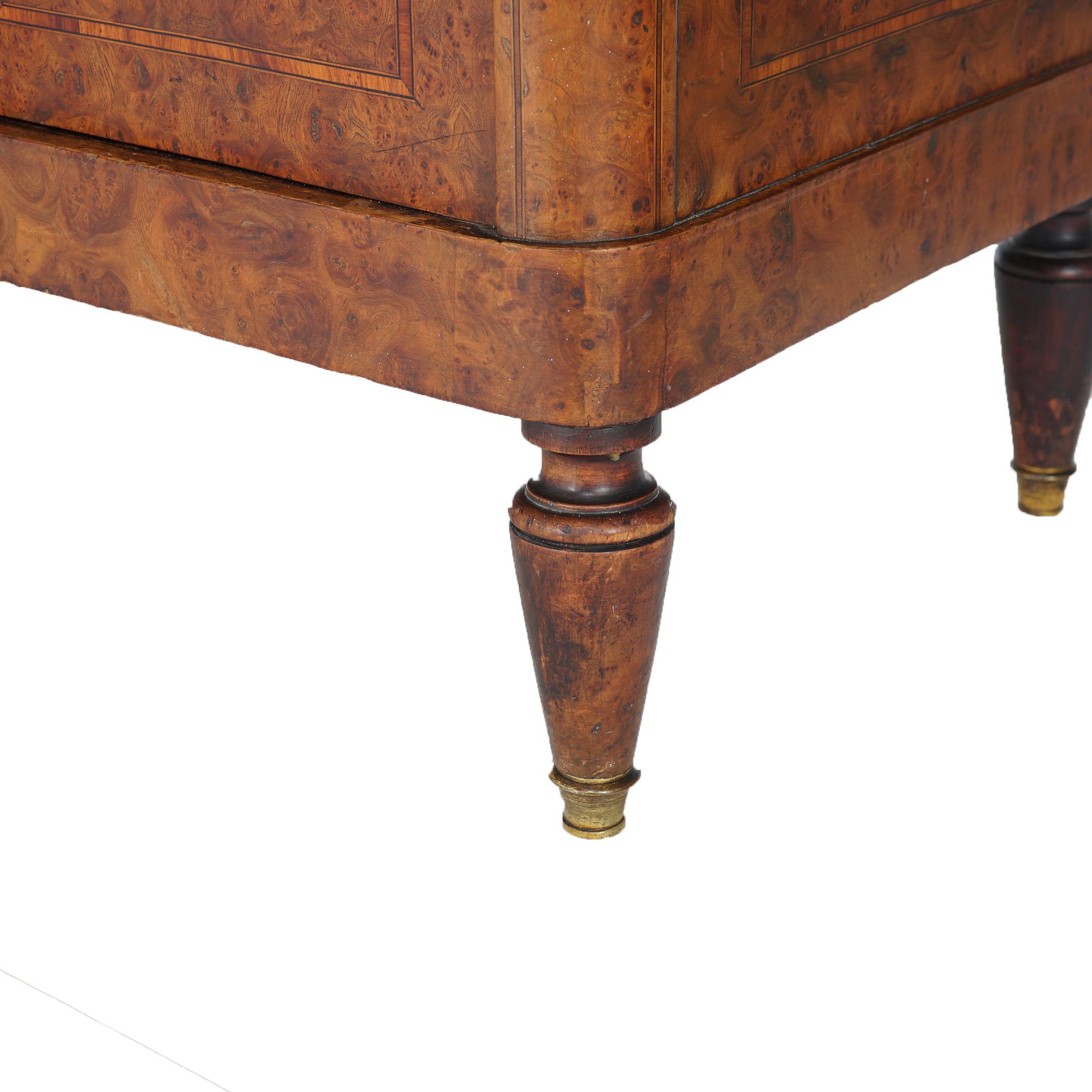 Antique French Style Marble and Burl Inlaid Mirrored Buffet with Gilt ...