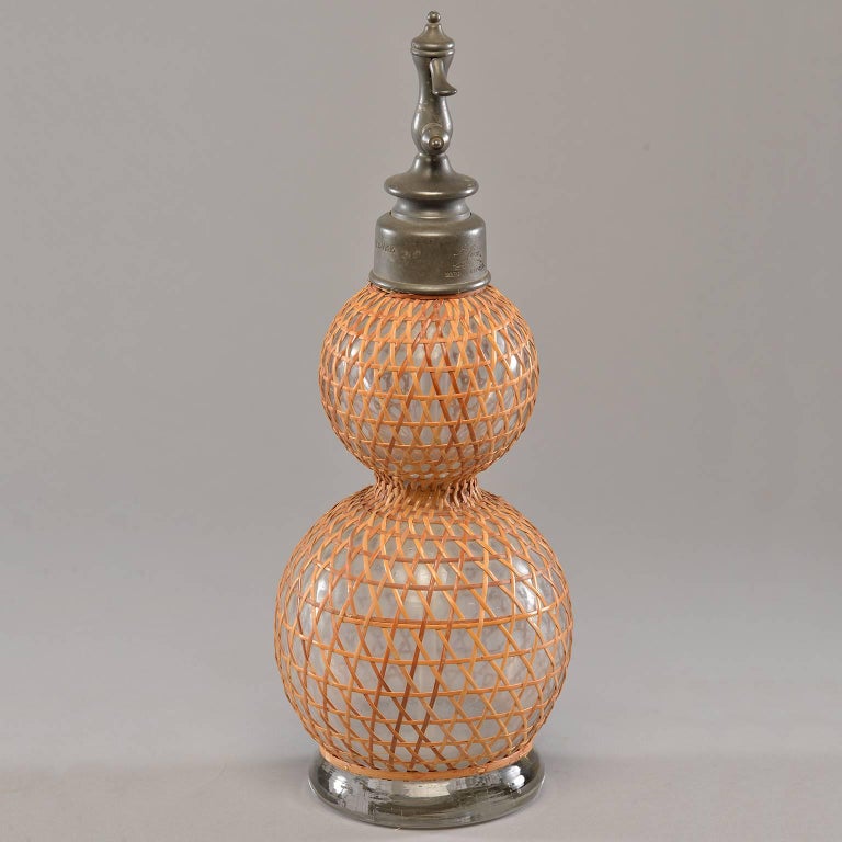 Antique French Syphon Bottle with Rattan Cover at 1stDibs