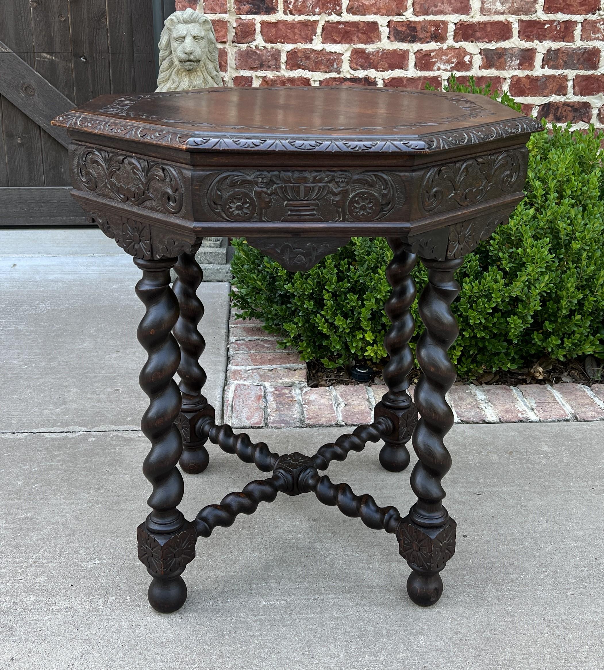 Antique French Table Barley Twist Octagonal Renaissance Revival Oak ...
