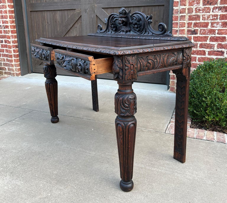 Antique French Table Hall Entry Console Sofa Table Two Drawers Oak C ...