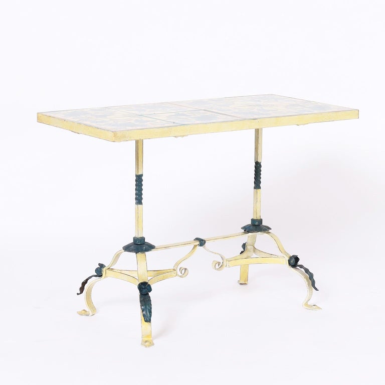 Antique French Table with Tile Top For Sale at 1stDibs