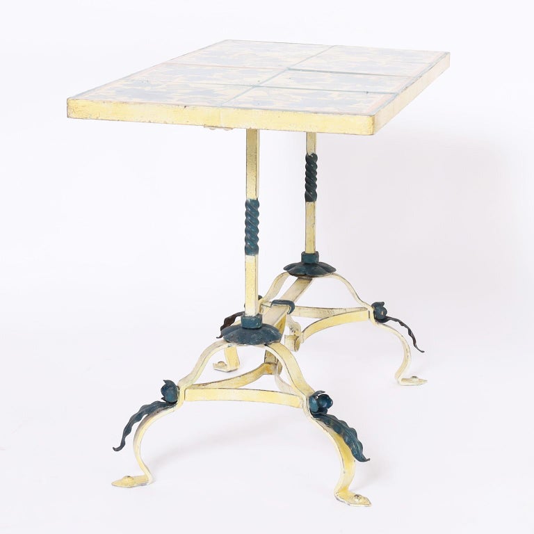 Antique French Table with Tile Top For Sale at 1stDibs
