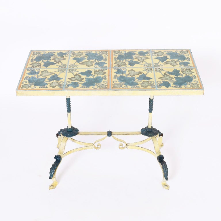 Antique French Table with Tile Top For Sale at 1stDibs